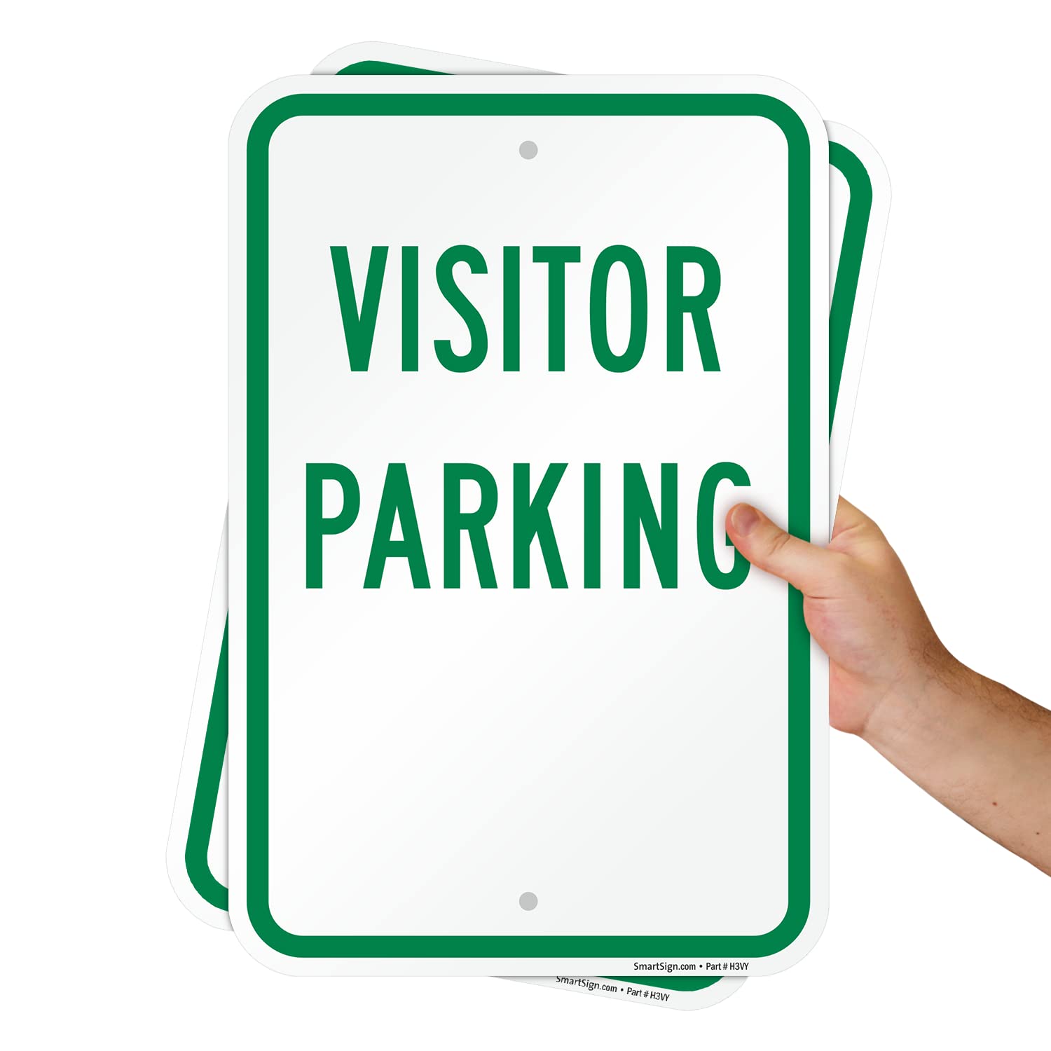 SmartSign Visitor Parking Sign - 2 Pack, 18 x 12 inch, 2mm Aluminum Composite, Pre-Drilled Holes, Made in USA, Green and White