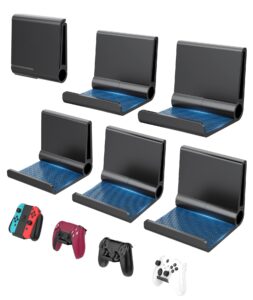 6 pack foldable controller wall mount holder for xbox ps5 ps4 ps3 switch pro strong adhesive/screw upgraded controller stand hanger with anti-slip pad universal gaming remote & headphone accessories