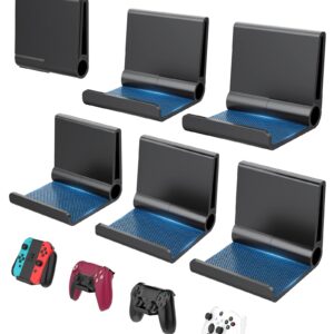 6 Pack Foldable Controller Wall Mount Holder for Xbox PS5 PS4 PS3 Switch Pro Strong Adhesive/Screw Upgraded Controller Stand Hanger with Anti-slip Pad Universal Gaming Remote & Headphone Accessories