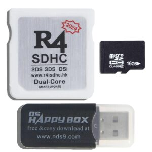 r4 2024 hk sdhc dual core update adapter card with 16gb tf sd card for ds dsi 2ds 3ds nds, no game timebomb, white