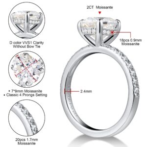 Hitlinker Moissanite Engagement Rings for Women 2ct Oval Cut Promise Wedding Rings for Her 925 Sterling Silver Solitaire Lab Created Diamond Rings Anniversary Ring for Womens Size 5.5