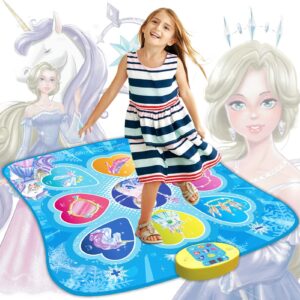 sunlin dance mat, gifts toys for girls 3 4 5 6 7 8 years old, frozen theme toys, dance pad with 7 game modes, 5 challenge levels, 9 built-in music, birthday gifts for kids ages 3-12