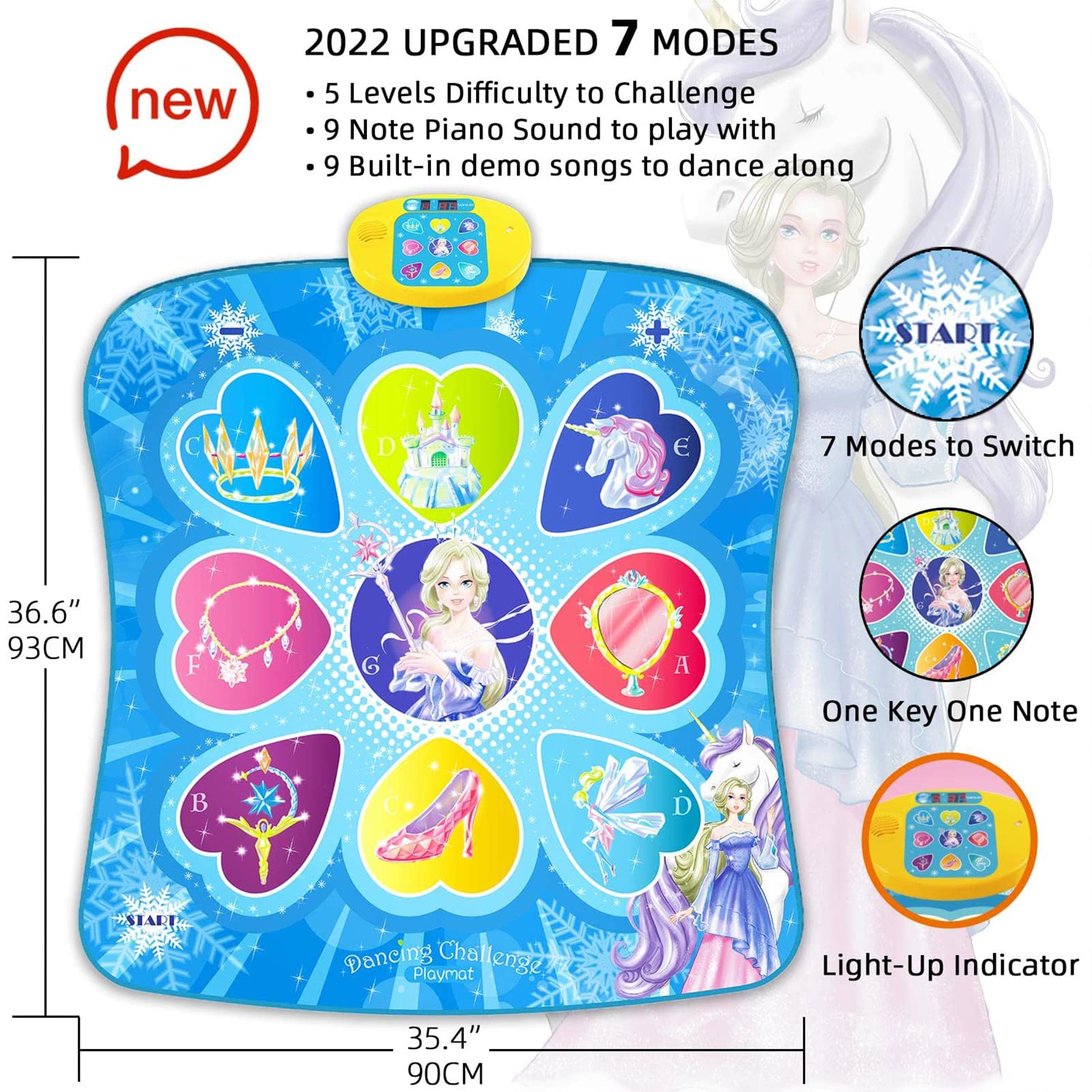 SUNLIN Dance Mat, Gifts Toys for Girls 3 4 5 6 7 8 Years Old, Frozen Theme Toys, Dance Pad with 7 Game Modes, 5 Challenge Levels, 9 Built-in Music, Birthday Gifts for Kids Ages 3-12