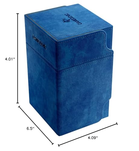 Watchtower 100+ XL Convertible Deck Box | Double-Sleeved Card Storage | Card Game Protector | Nexofyber Surface | Holds Up to 100 Cards | Blue Color | Made by Gamegenic