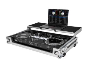 headliner flight case compatible with pioneer dj ddj-rev7 with laptop platform & wheels