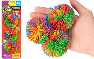 ja-ru mini bandy ball set (1 pack 3 total) rubber string stress balls soft spike balls sensory fidget toys pack rainbow bouncy pom ball stress relief sensory toy party favors stuffers gifts.1072-1