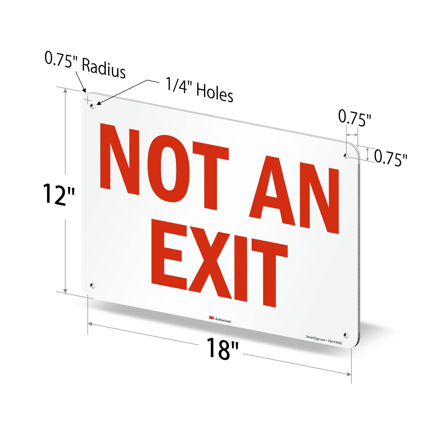 SmartSign 12 x 18 inch “Not an Exit” Metal Sign, 63 mil Aluminum, 3M Laminated Engineer Grade Reflective Material, Red and White, Made in USA