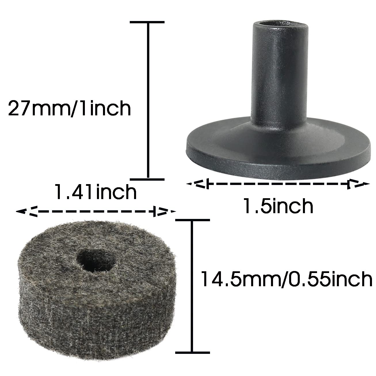 MEETOOT 10 Sets Cymbal Stand Felt Washer Gray Drum Cymbal Stand Sleeves Drumset Kit Accessories