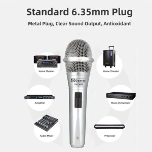 Guarda Cardioid Dynamic Vocal Microphone with 26.3ft XLR Cable, Metal Handheld Mic Compatible Karaoke Machine/Speaker/Amp/Mixer for Karaoke Singing, Speech, On/Off Switch (SM-3000)