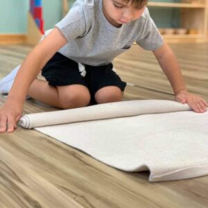 JE JOUE Montessori Materials Children Playing Mat Pure Cotton Working Rug for Toddlers (16"×24", Beige)