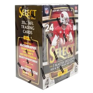 2021 panini select football nfl blaster box - 24 trading cards - exclusive red & blue prizm die-cuts