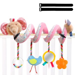 baby car seat toys activity stroller toy for boys girls 0 3 6 9 10 12 months, spiral hanging plush toys,baby shower thank you gifts