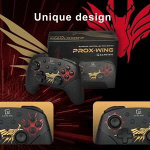 GAME'NIR WING PATTERN Wireless Switch Controller Support NFC Amiibo, Ergonomic Switch Pro Controller for Switch/Switch Lite/Switch OLED with Dual Motor, Gyro Axis, Turbo Function, 5 Level Vibration