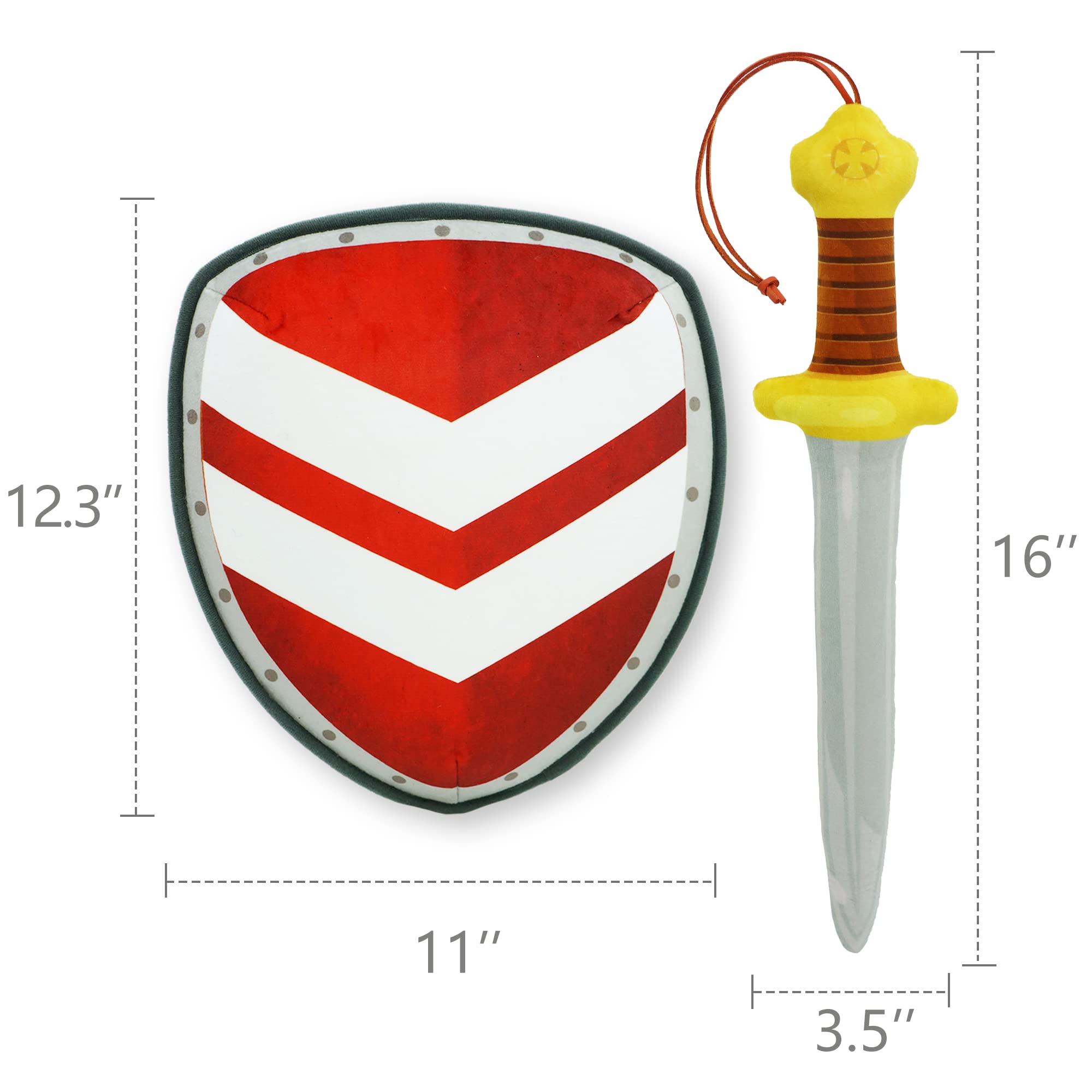 FancyOh! Little Knights Sword and Shield Playset - Safe Plush Soft Pretend Play Weapons - Gifts for Toddlers Kids - Red