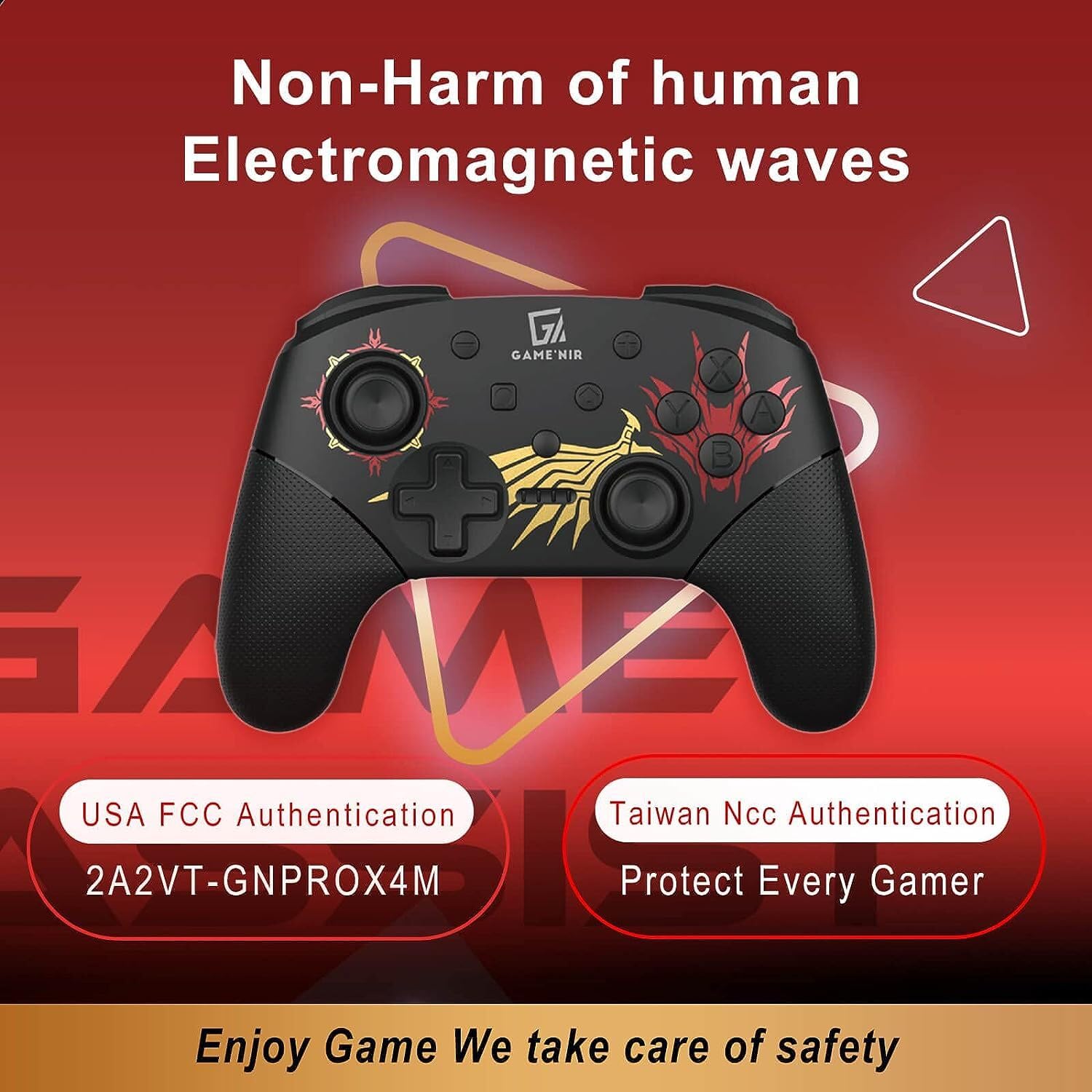 GAME'NIR WING PATTERN Wireless Switch Controller Support NFC Amiibo, Ergonomic Switch Pro Controller for Switch/Switch Lite/Switch OLED with Dual Motor, Gyro Axis, Turbo Function, 5 Level Vibration