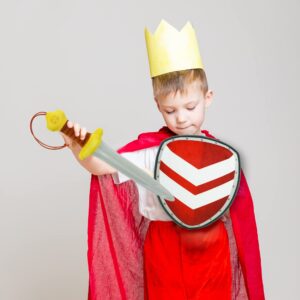 FancyOh! Little Knights Sword and Shield Playset - Safe Plush Soft Pretend Play Weapons - Gifts for Toddlers Kids - Red