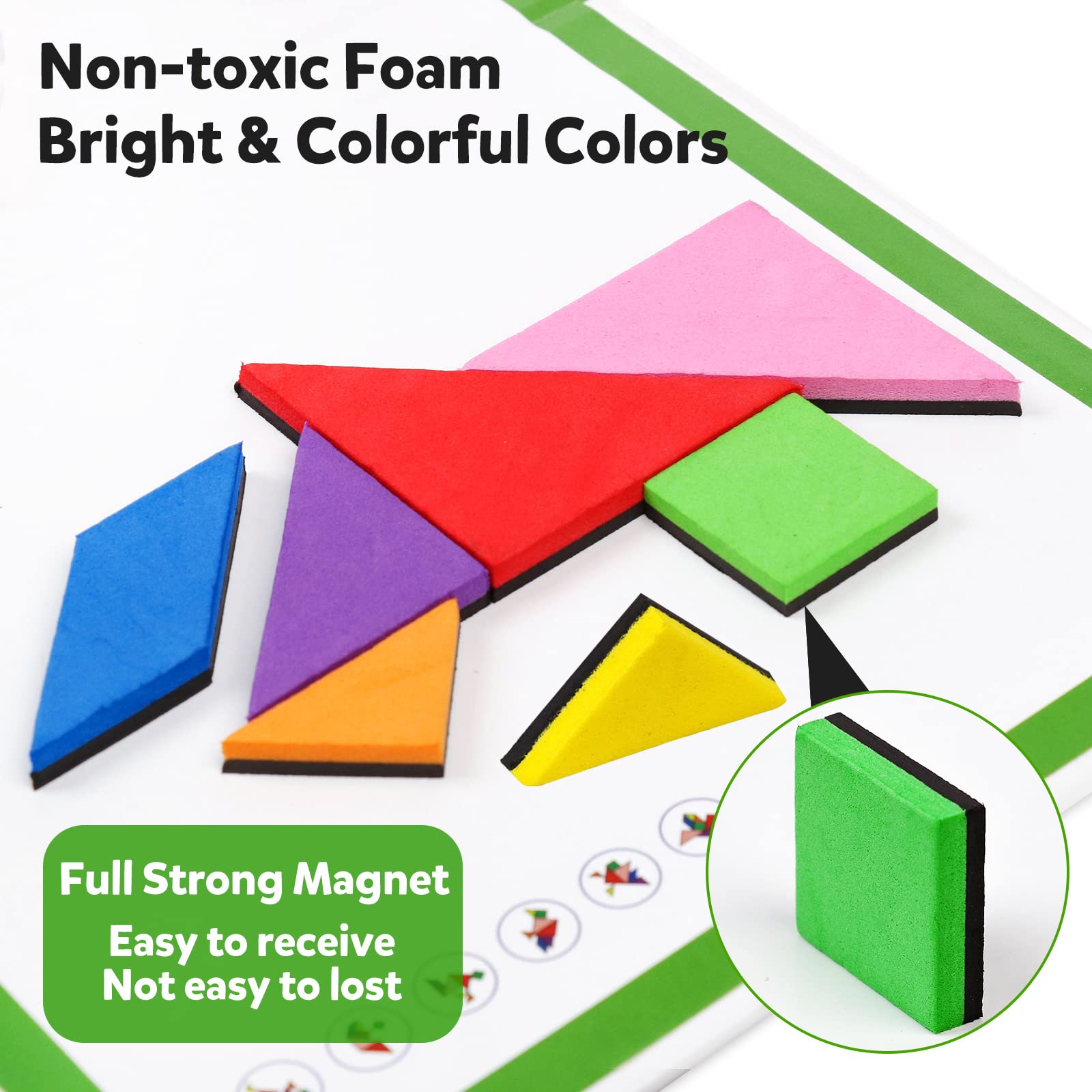 Travel Tangram Puzzle Car Game Magnetic Pattern Blocks Road Airplane Trip Essentials Activities Montessori Educational Toys Brain Teasers Book for Age 4-8 Kids Boys Girls Toddler (368 Solution)