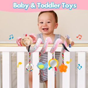 Baby Car Seat Toys Activity Stroller Toy for Boys Girls 0 3 6 9 10 12 Months, Spiral Hanging Plush Toys,Baby Shower Thank You Gifts