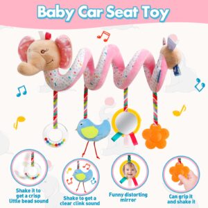 Baby Car Seat Toys Activity Stroller Toy for Boys Girls 0 3 6 9 10 12 Months, Spiral Hanging Plush Toys,Baby Shower Thank You Gifts