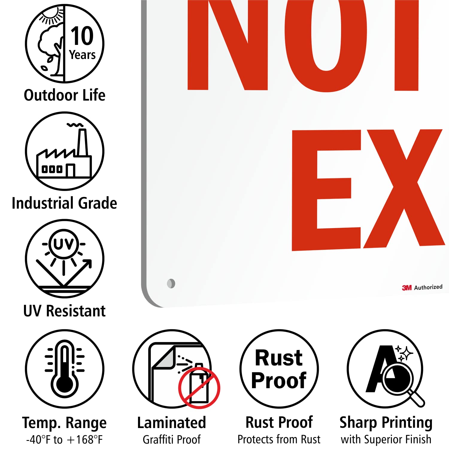 SmartSign 12 x 18 inch “Not an Exit” Metal Sign, 63 mil Aluminum, 3M Laminated Engineer Grade Reflective Material, Red and White, Made in USA