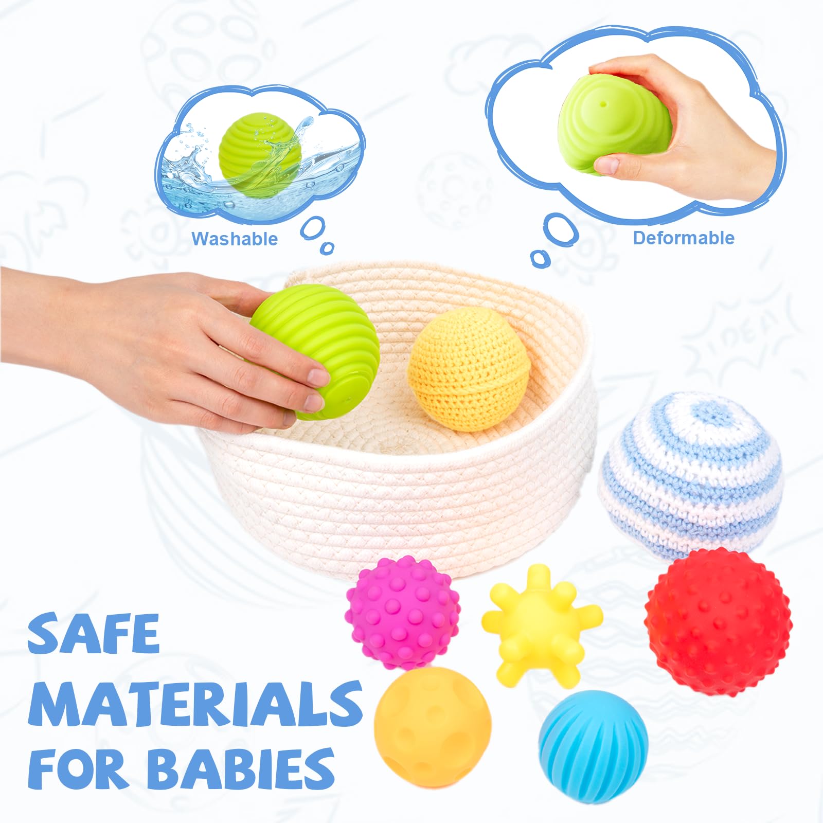 Baby Grisping Balls Textured Multi Sensory Toys Infant Ball Gift Set 6-12 Months Baby Toys