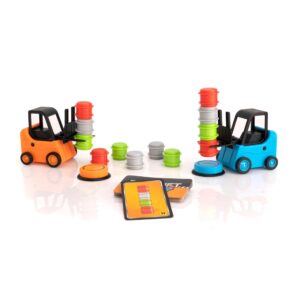 fat brain toys forklift frenzy - 2-player stack & matching skill game, ages 8+