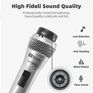 Guarda Cardioid Dynamic Vocal Microphone with 26.3ft XLR Cable, Metal Handheld Mic Compatible Karaoke Machine/Speaker/Amp/Mixer for Karaoke Singing, Speech, On/Off Switch (SM-3000)