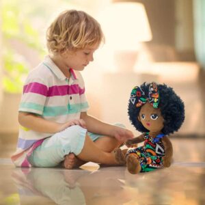 JUSTQUNSEEN Black Baby Dolls African American Doll Black Dolls 12'', Baby Dolls for 3 Year Old Girls,Soft Doll for Girls Stuffed Plush Doll for Girl