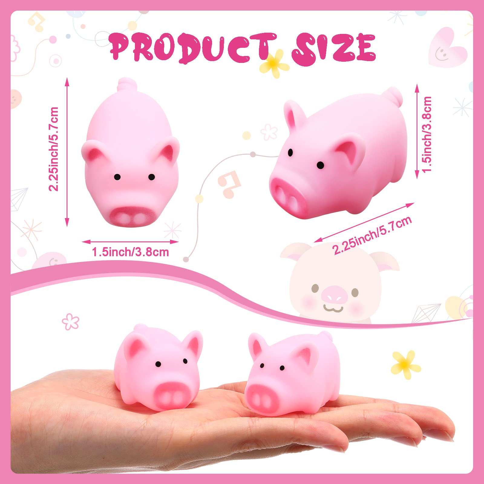 200 Pcs Rubber Pig Bath Toy Bulk Tiny Pig Toys Float and Squeak Pig Toy Pink Piggy Bathtub Toys for Baby Shower Halloween Christmas Birthday Party Supplies, 2.25 x 1.5 x 1.5 Inch