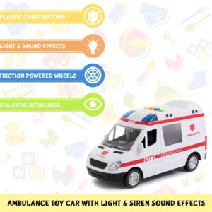 Toy To Enjoy Police & Ambulance Car Set for Boys & Girls Friction Powered, with Lights and Sirens