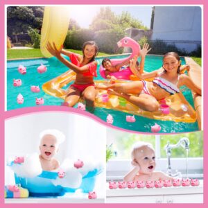 200 Pcs Rubber Pig Bath Toy Bulk Tiny Pig Toys Float and Squeak Pig Toy Pink Piggy Bathtub Toys for Baby Shower Halloween Christmas Birthday Party Supplies, 2.25 x 1.5 x 1.5 Inch