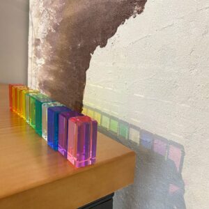 Rainbow Crystal Acrylic Strip Blocks Rectangle Stacking Gem Blocks for Kids 16 Colors Gem Cubes Educational Sensory Light Learning Toys(16PCS Strip Blocks)…