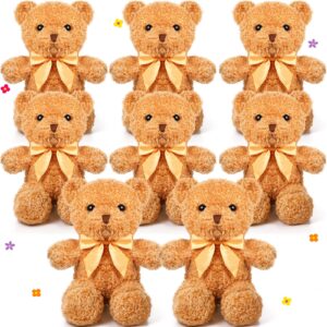 hydren 8 packs cute bear stuffed animals 12 inch soft bear plush stuffed bears plush dolls with bow ties for kids boys girls baby shower birthday party gift favors (brown)