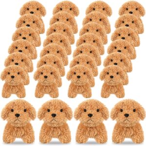 hydren 30 pcs puppy dogs stuffed animals bulk mini dog plush soft puppy fluffy stuffed animal dog for kids baby girls boys birthday gifts(light brown)