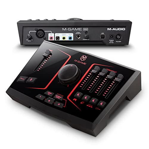 M-Game Solo USB Audio Interface Mixer for Streaming and Gaming with XLR Microphone in, Optical in, Voice FX, Sampler, Lights and Software