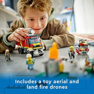 LEGO City Fire Command Unit 60374, Rescue Fire Engine Toy Set, Ultramodern Truck with Land and Air Drones, Emergency Vehicle Toys for Kids Ages 6 Plus