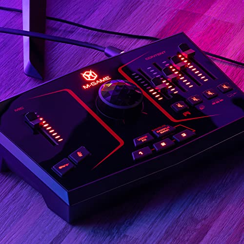 M-Game Solo USB Audio Interface Mixer for Streaming and Gaming with XLR Microphone in, Optical in, Voice FX, Sampler, Lights and Software