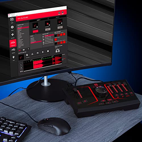 M-Game Solo USB Audio Interface Mixer for Streaming and Gaming with XLR Microphone in, Optical in, Voice FX, Sampler, Lights and Software