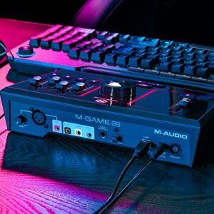 M-Game Solo USB Audio Interface Mixer for Streaming and Gaming with XLR Microphone in, Optical in, Voice FX, Sampler, Lights and Software