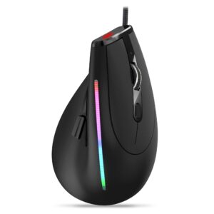 trelc rgb gaming mouse, ergonomic mouse with 12800 dpi/9 programmable buttons, on-board memory, lightweight vertical optical gaming mice wired for windows/pc/laptop/e-sports/gamer (black)