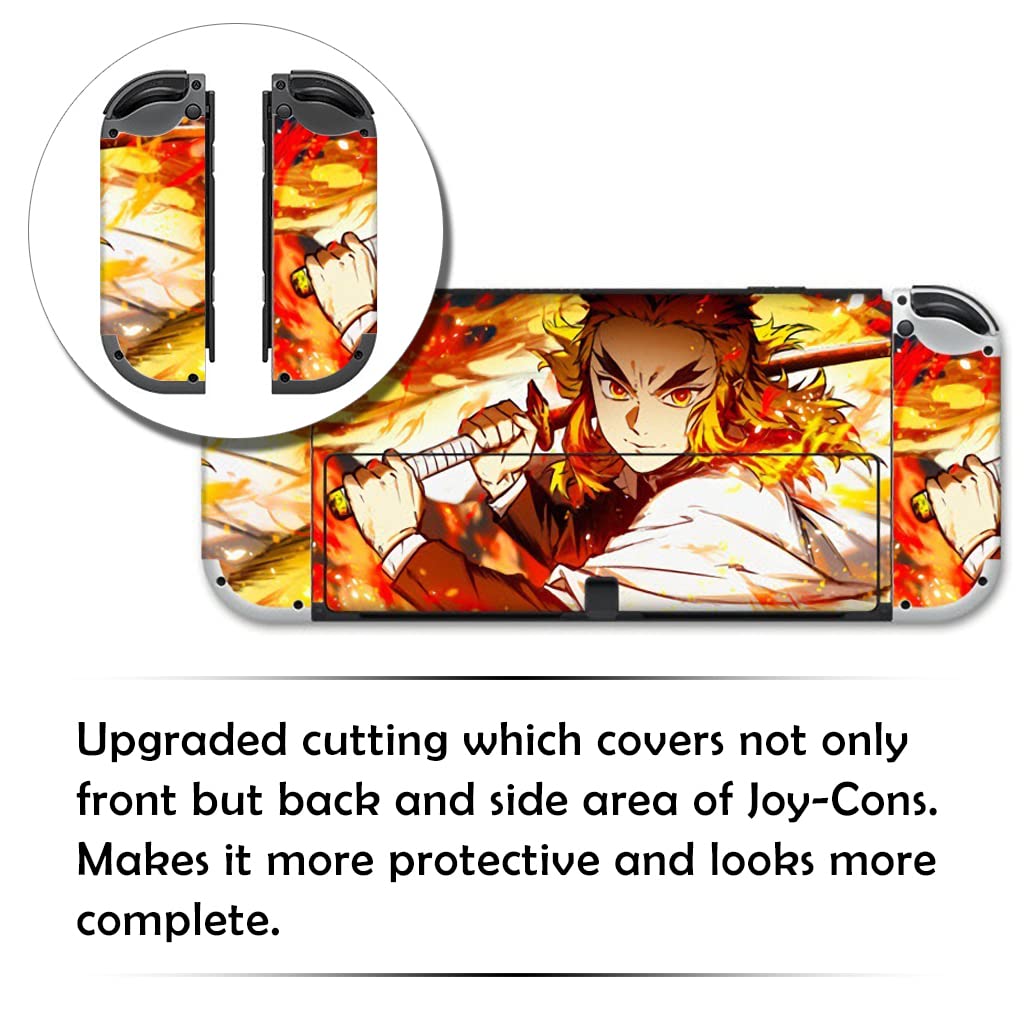 TANOKAY Sticker Wrap Vinyl Decal Pre-Cut Skin | Kyojuro Rengoku | Compatible with Nintendo Switch OLED (2021 Model)