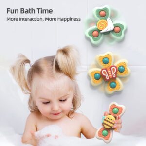 Baby Suction Cup Spinning Tops Toy, Suction Spinner Toys for Babies, Window Suction Toys for Baby High Chair Tray Bath Table Airplane Travel, Sensory Toys & Best Gift for Toddlers 1-3(Group B)