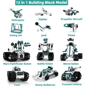 Suplanet STEM Robot Toys for 8-14, 12 in 1 Remote Control Robot Toys for Kids, Programmable Building Robot Kit Birthday Present for Science Educational(469 Pcs)