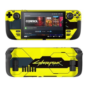 dlseego punk steam deck skin sticker protective vinyl decal anti fingerprint scratch resistant japanese amine cartoon cover for newest steam gaming console 2021 easy to apply - yellow