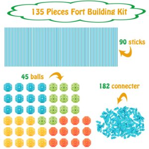 Kids Fort Building Kit,135Pcs Construction Toys for 3-12 Years Old Boys and Girls Indoor&Outdoor Toys Gift DIY Castles Tunnels Play Tent Rocket Tower