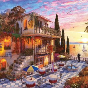 Majestic by Springbok - Mediterranean Romance 1000 Piece Jigsaw Puzzle for Adults - Escape in a Romantic Scene of a Warm Sunset on The Mediterranean Coast