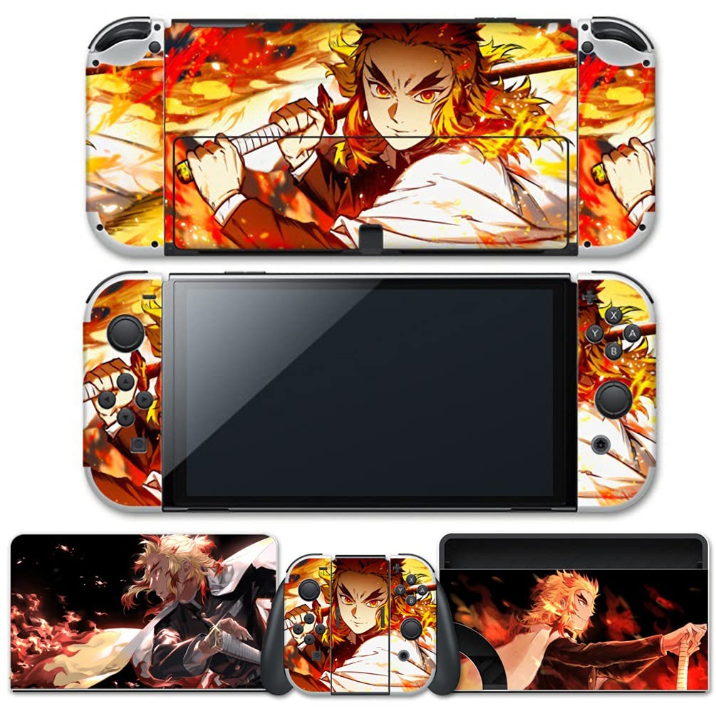 TANOKAY Sticker Wrap Vinyl Decal Pre-Cut Skin | Kyojuro Rengoku | Compatible with Nintendo Switch OLED (2021 Model)