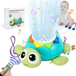 petmundo crawling snail baby toy, walking tummy time toy for babies dancing early learning educational toys, interactive musical light up toys moving toddler kids infants (green)