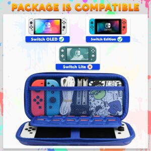 GLDRAM Carrying Case Bundle for Nintendo Switch and Switch OLED, Theme for Splatoon 3 Travel Case for Switch, Carrying Accessories Kit with Game Case, Thumb Grip Caps