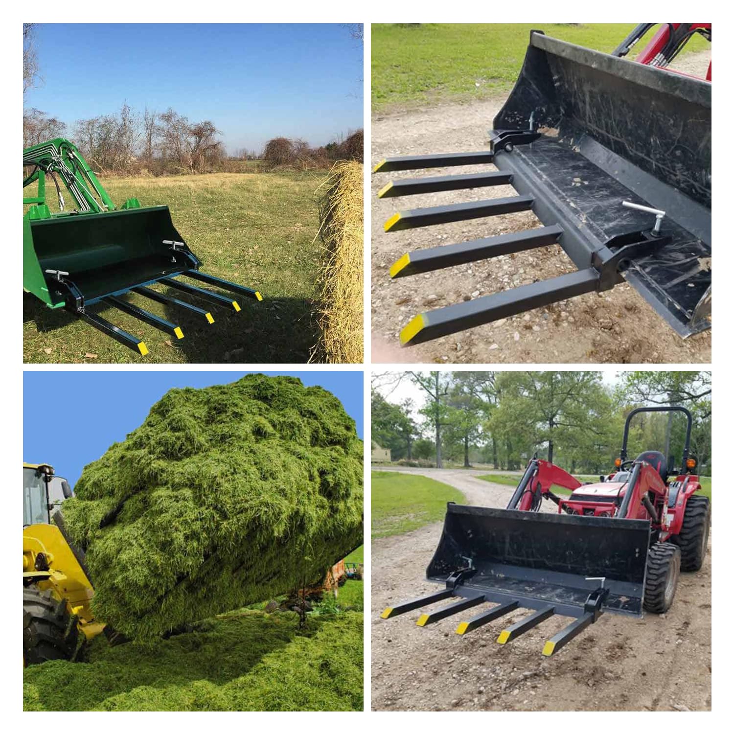 Clamp-on Debris Fork Attaches to a 48" Tractor Bucket to Clean up Fallen Limbs, Debris, or Yard Wwaste.